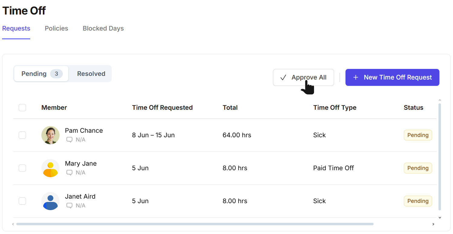 Approve and decline time off requests – Camelo Help Center