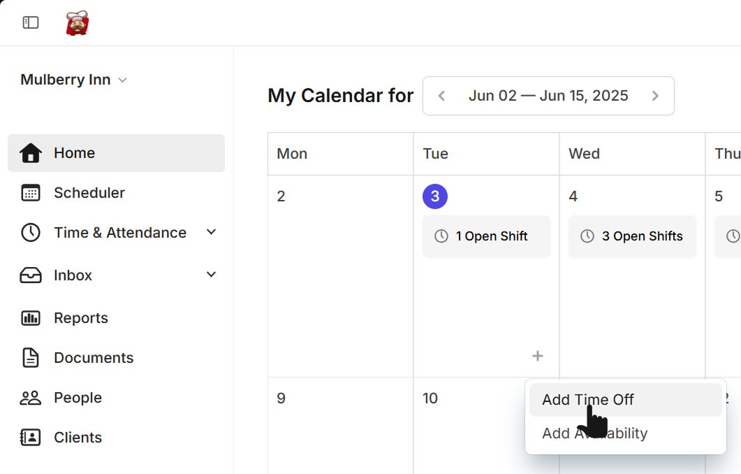 Send a time off request – Camelo Help Center