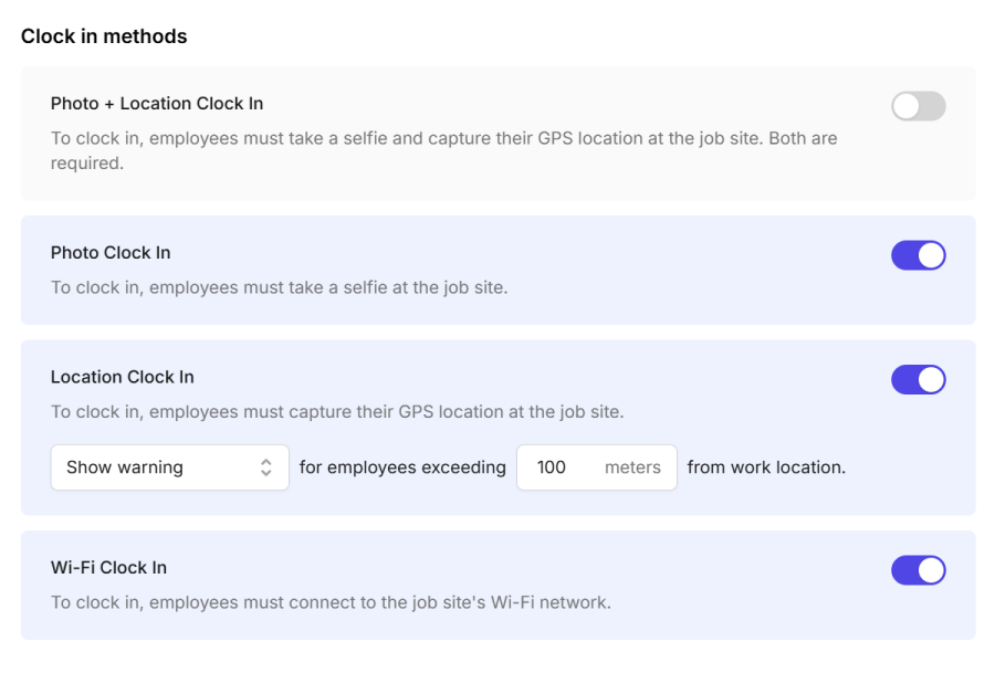 Manage clock-in methods on Camelo – Camelo Help Center
