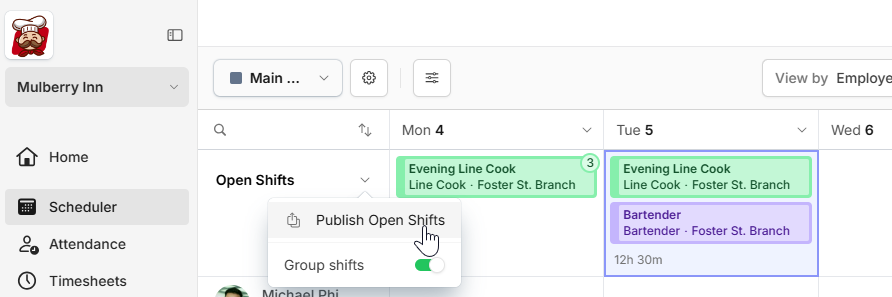 Publish open shifts – Camelo Help Center