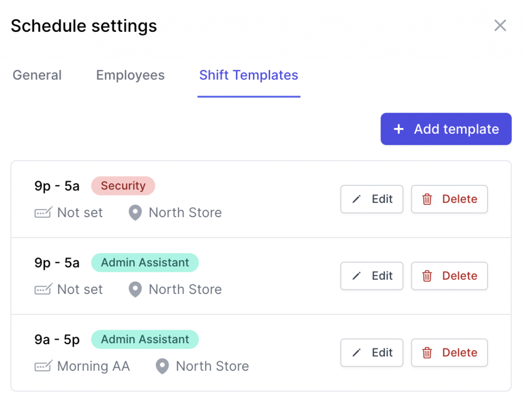 Create and manage shift templates – Camelo Help Center